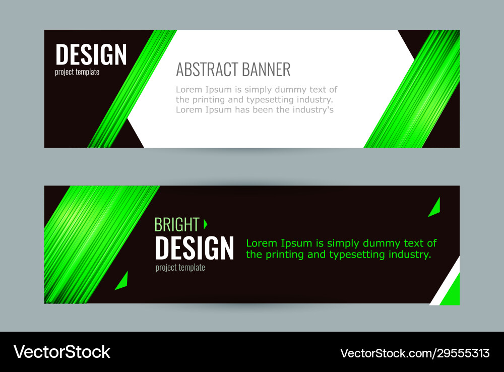 Bright banner with emerald strips on dark Vector Image