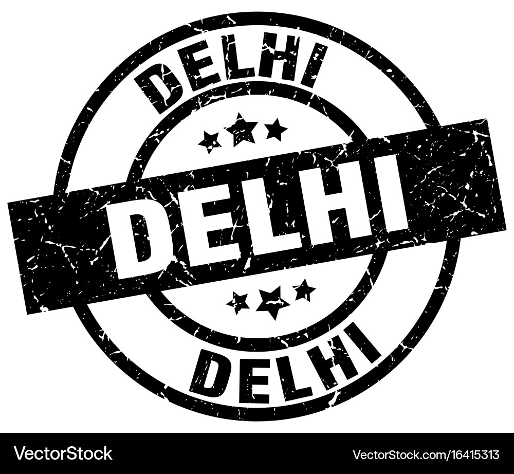 Delhi black round grunge stamp Royalty Free Vector Image