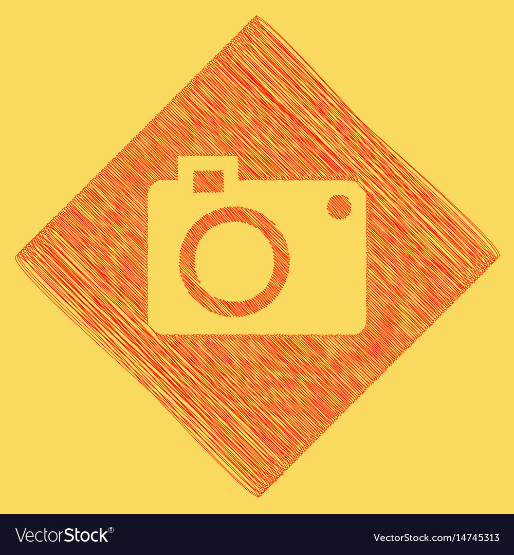 Digital camera sign red scribble icon Royalty Free Vector