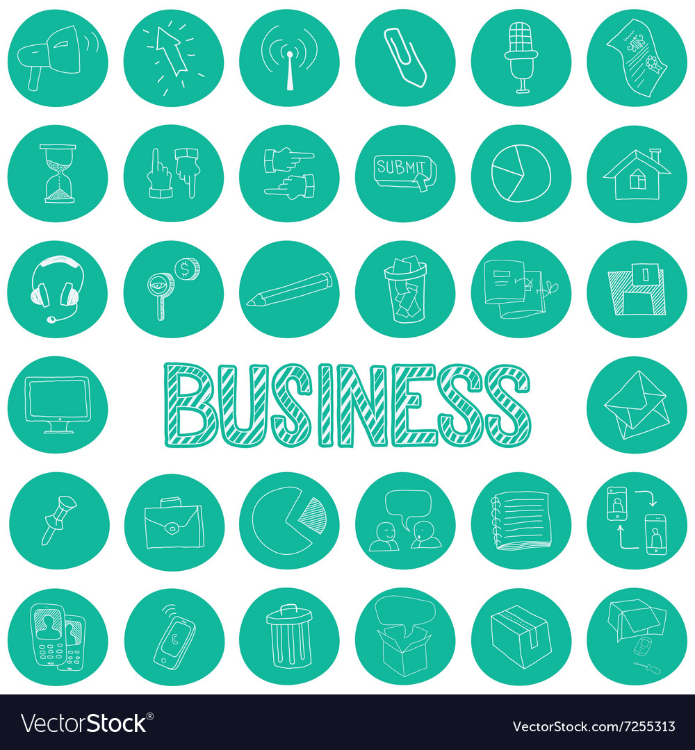 Hand drawn icons set of business Royalty Free Vector Image