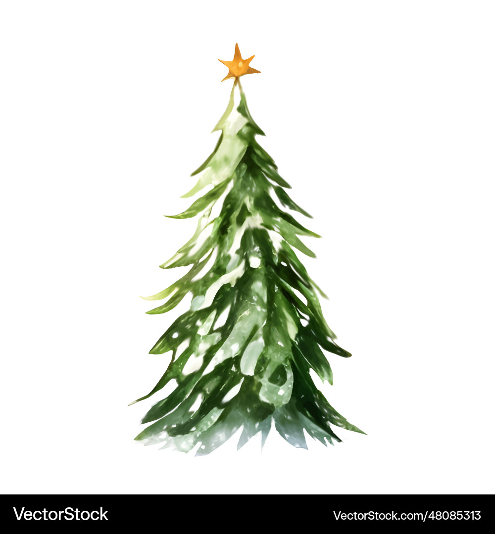 Hand drawn watercolor christmas tree decorated Vector Image