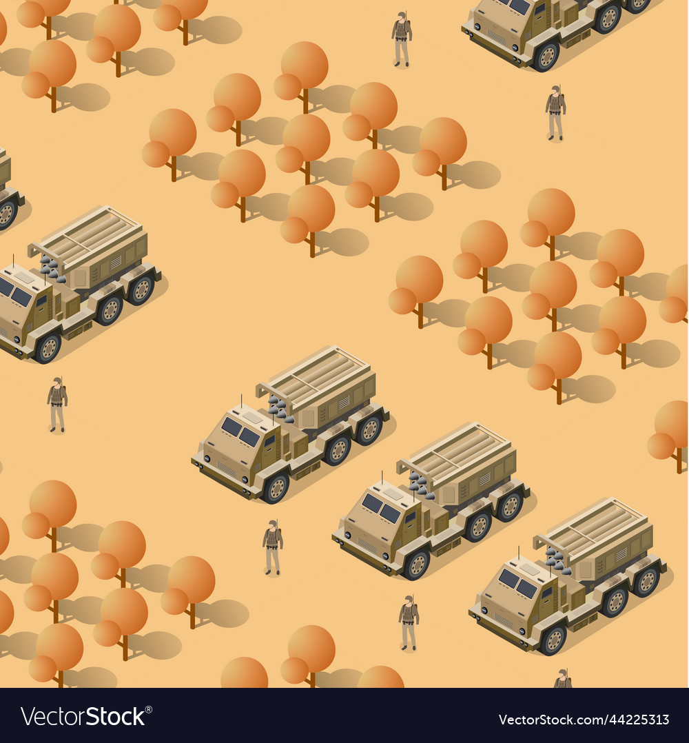 Multiple launch rocket systems army vehicles 3d Vector Image
