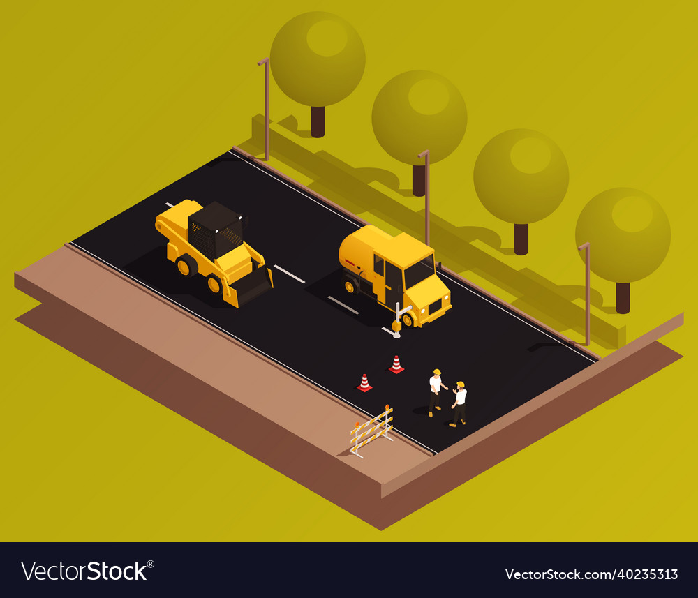 New road construction composition Royalty Free Vector Image