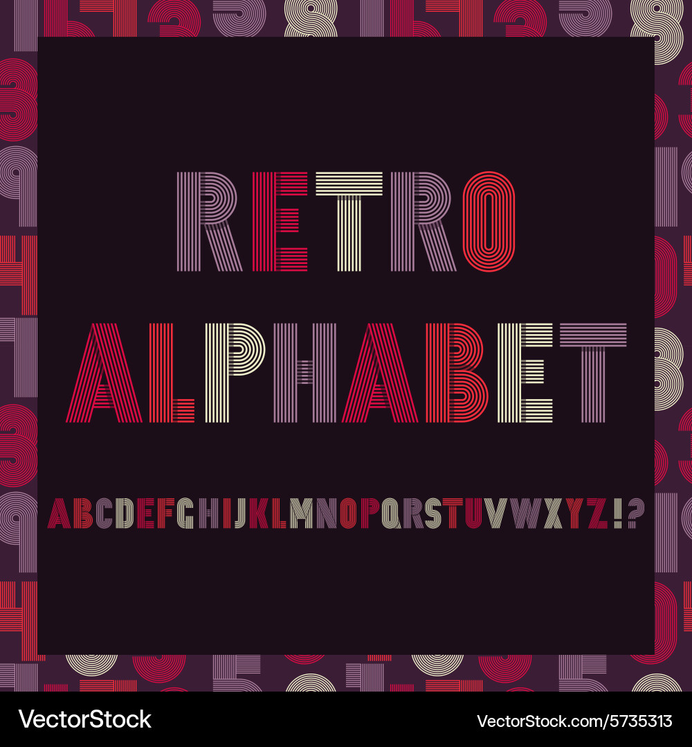 Retro stripes funky fonts settrendy elegant retro Vector Image