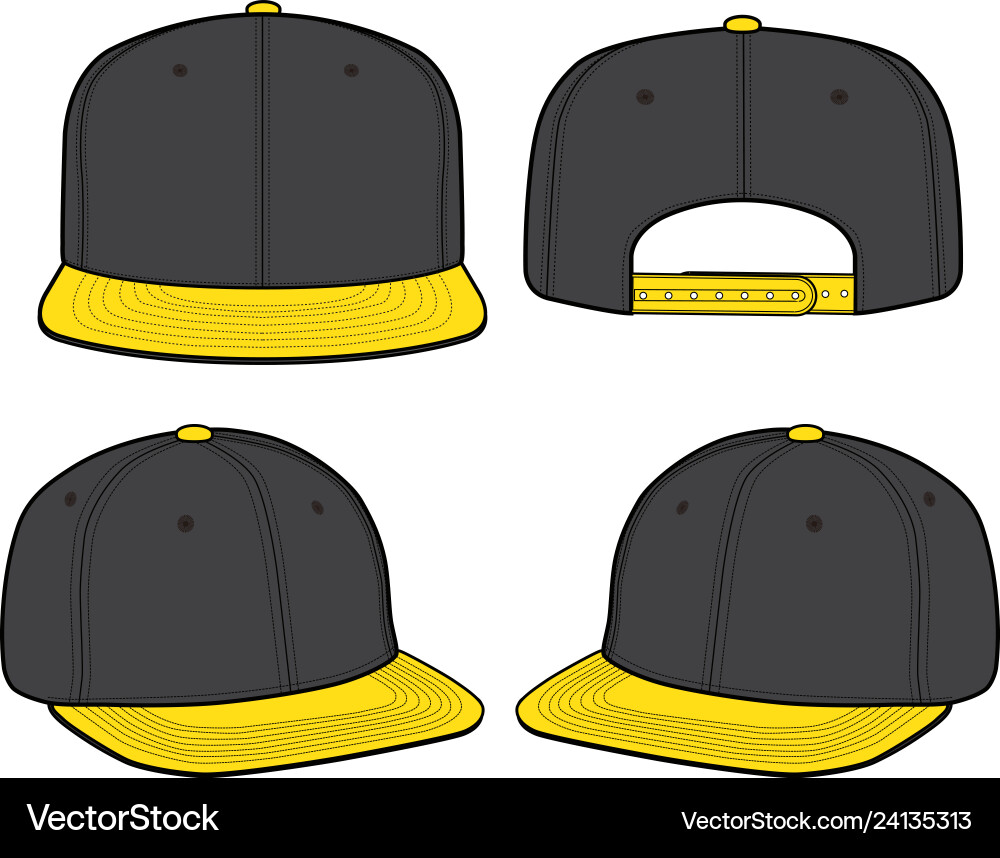 Snapback cap fashion flat mockup design Royalty Free Vector