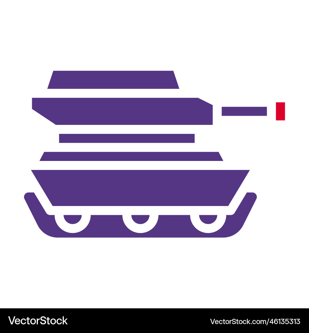 Tank icon solid red purple style military army Vector Image