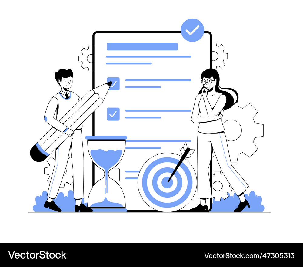 Time management and schedule in line style Vector Image