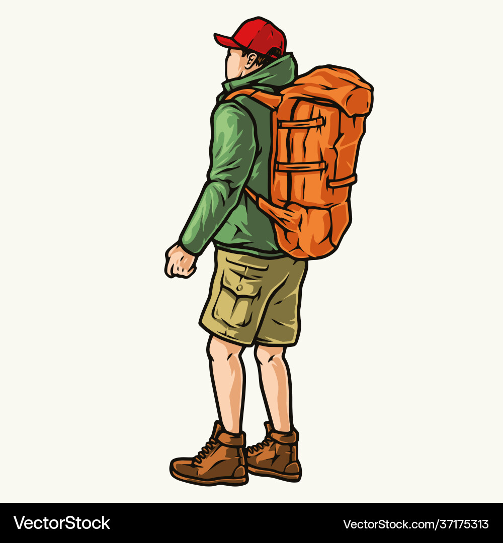 Vintage concept traveler with backpack Royalty Free Vector
