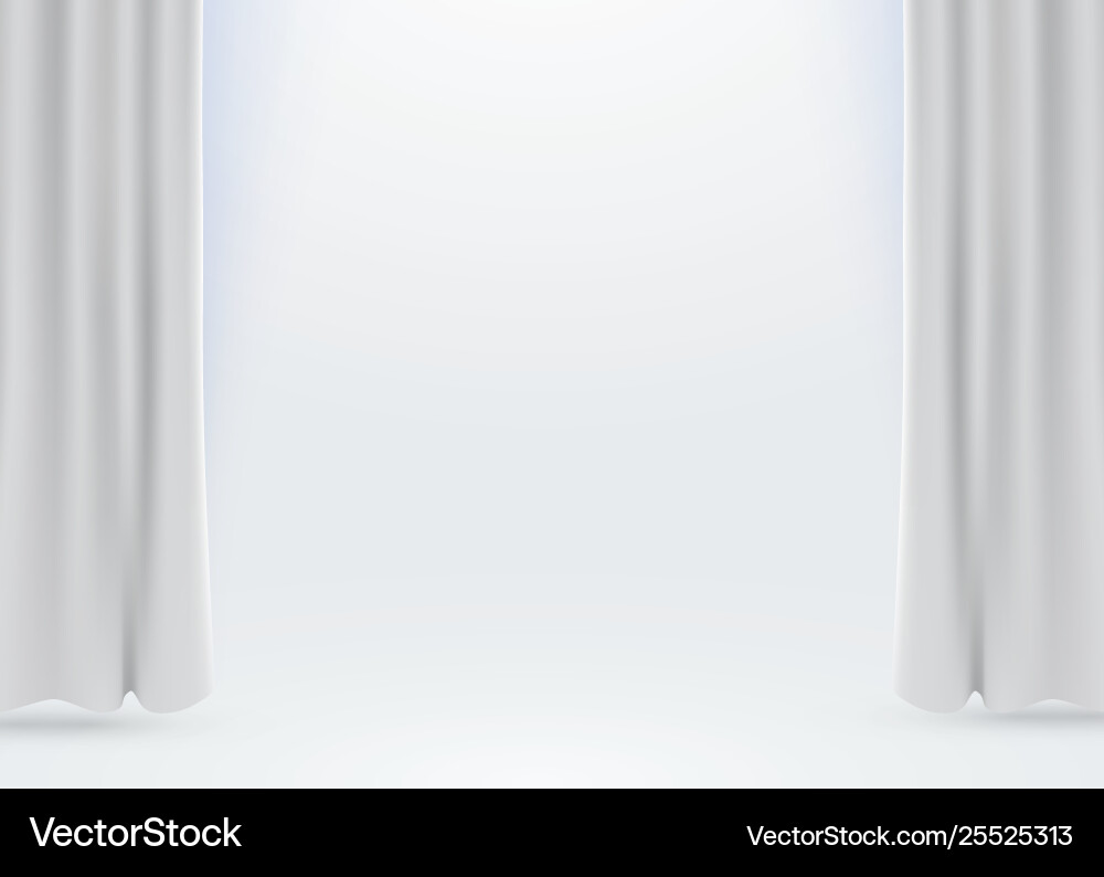 White velvet curtains isolated on background Vector Image