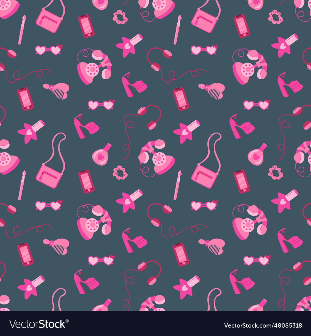 Barbiecore seamless pattern Royalty Free Vector Image