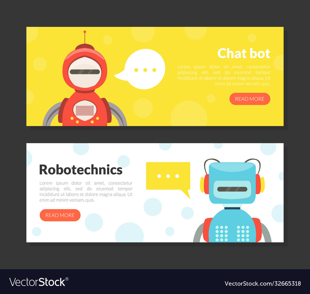 Chat bot robotechnics landing page templates set Vector Image