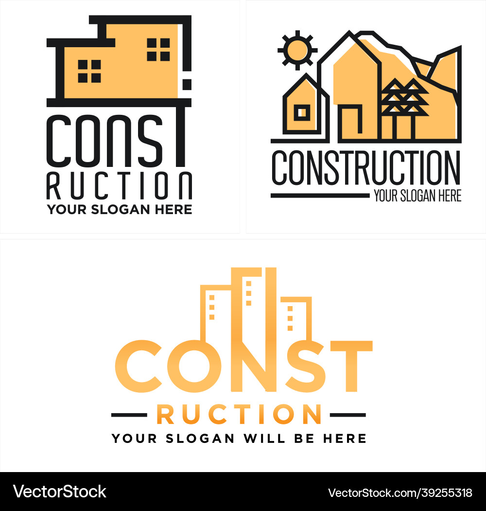 Construction building home line art logo design Vector Image