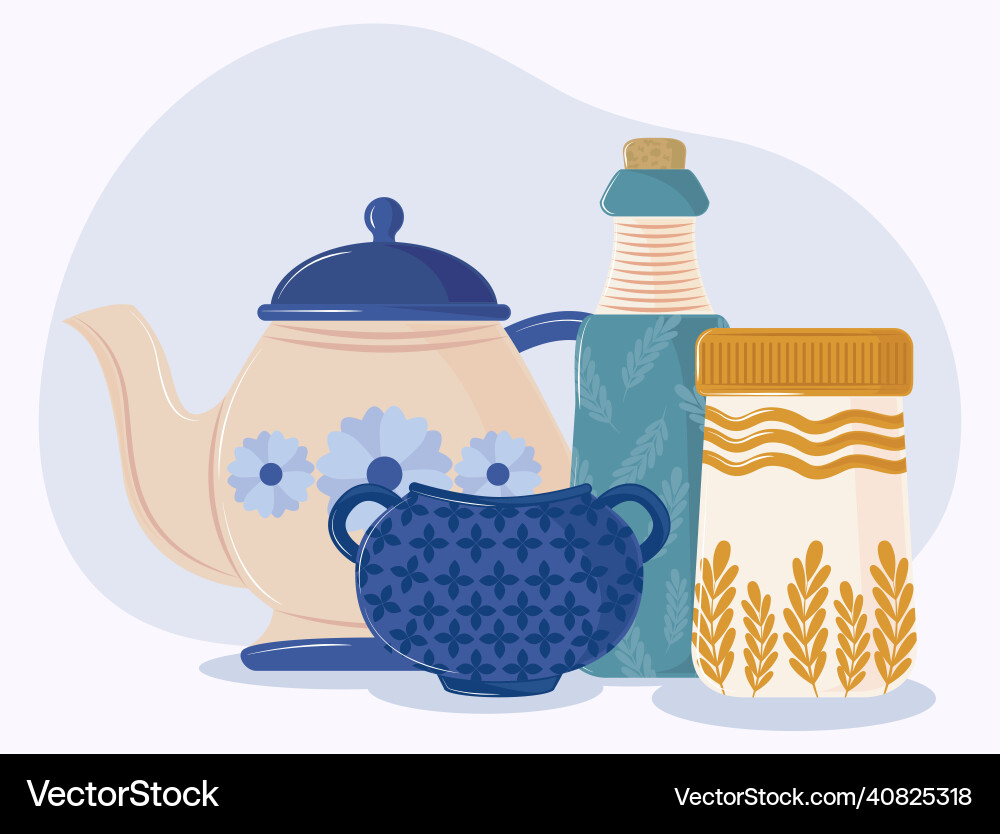 Crockery kitchenware tools Royalty Free Vector Image