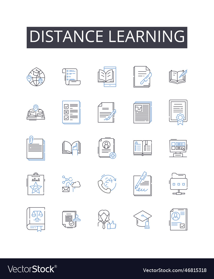 Distance learning line icons collection e Vector Image Distance learning line icons collection e Vector Image