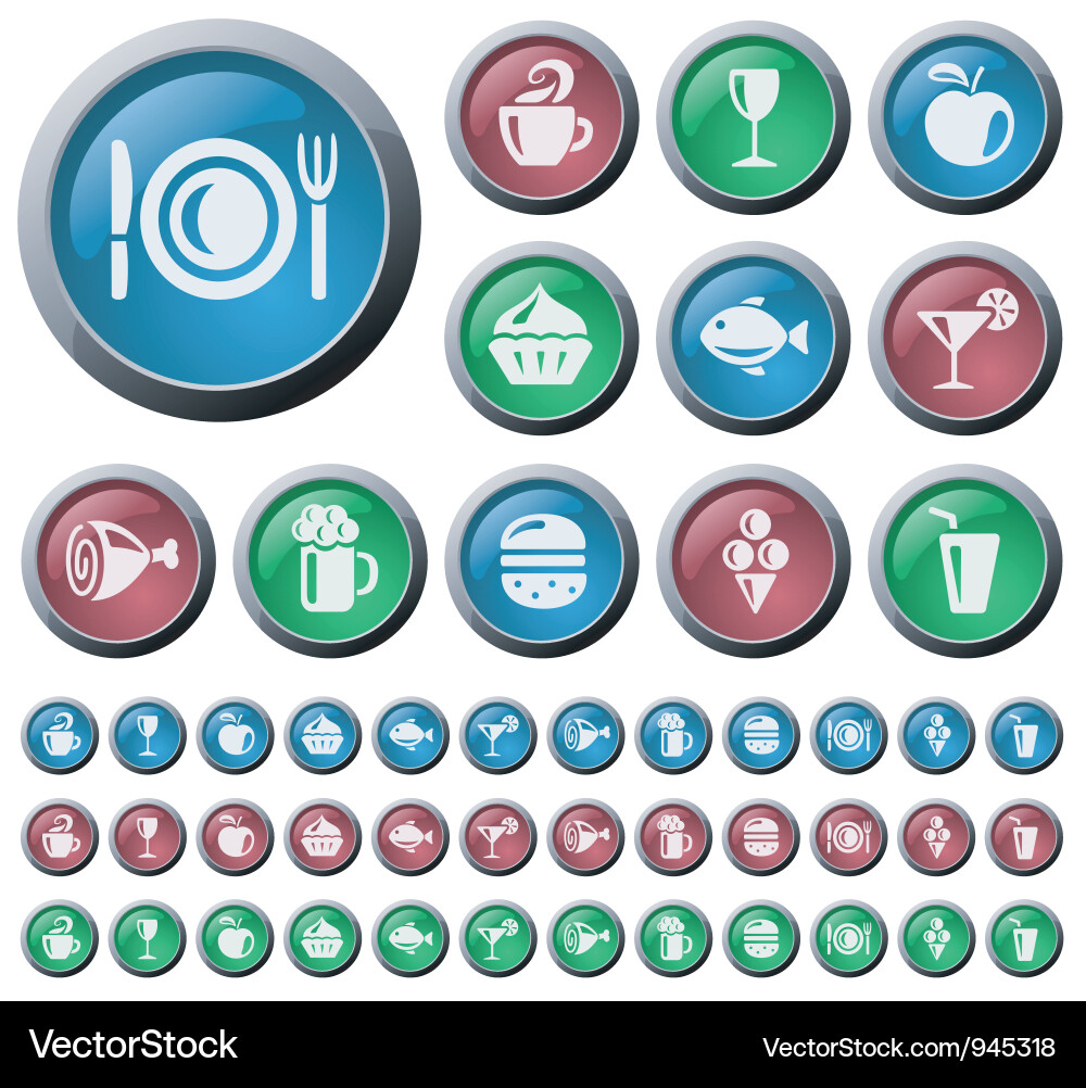 Food and drink buttons Royalty Free Vector Image