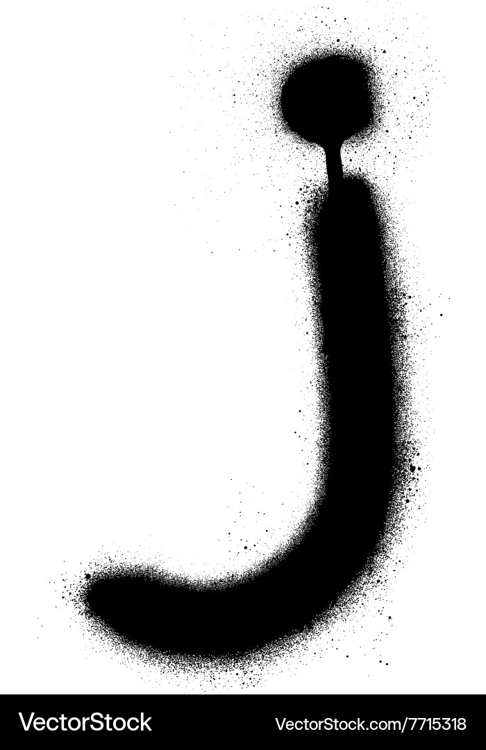 Graffiti j font with leak in black over white Vector Image