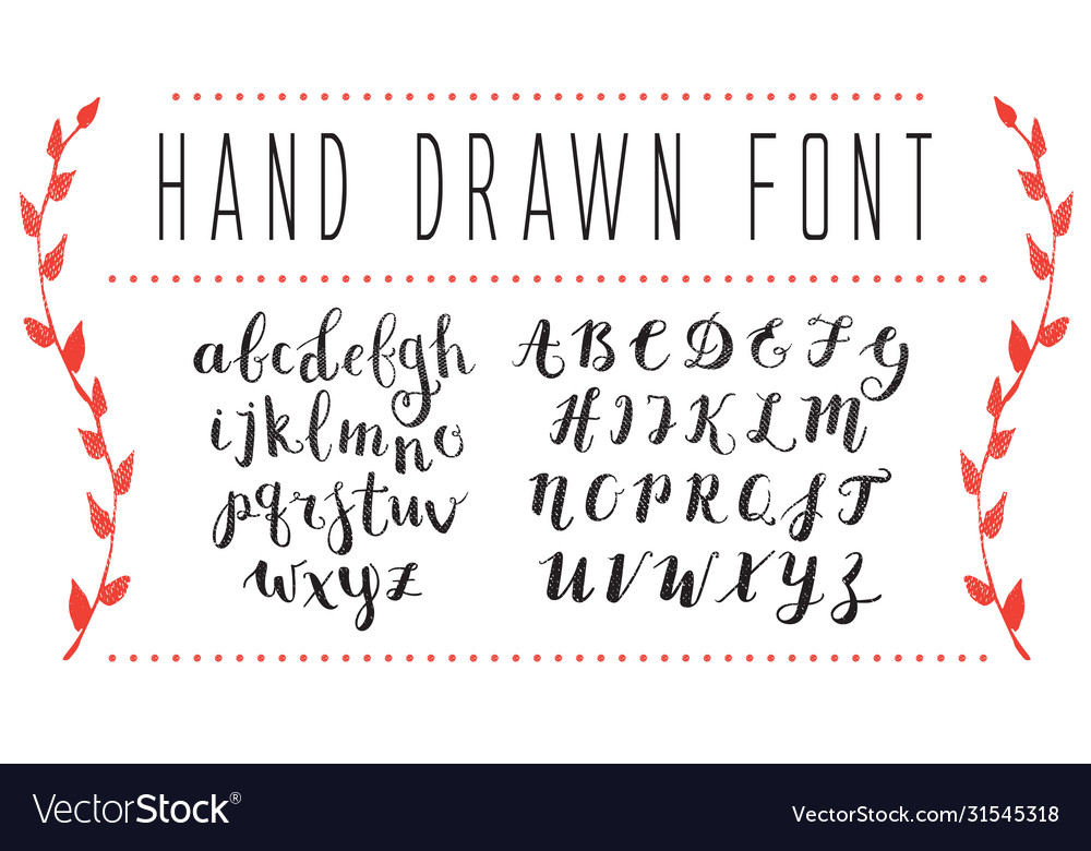 Hand drawn script alphabet letters written with a Vector Image Hand drawn script alphabet letters written with a Vector Image