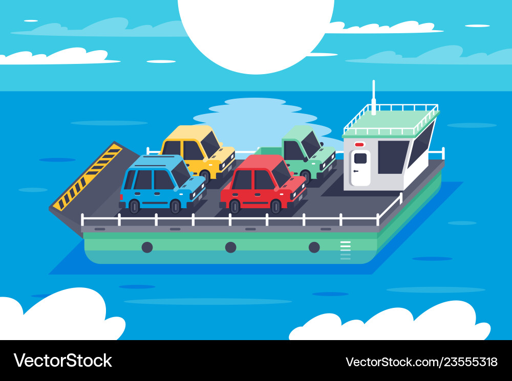 Isometric 3d barge carrying colors classic Vector Image