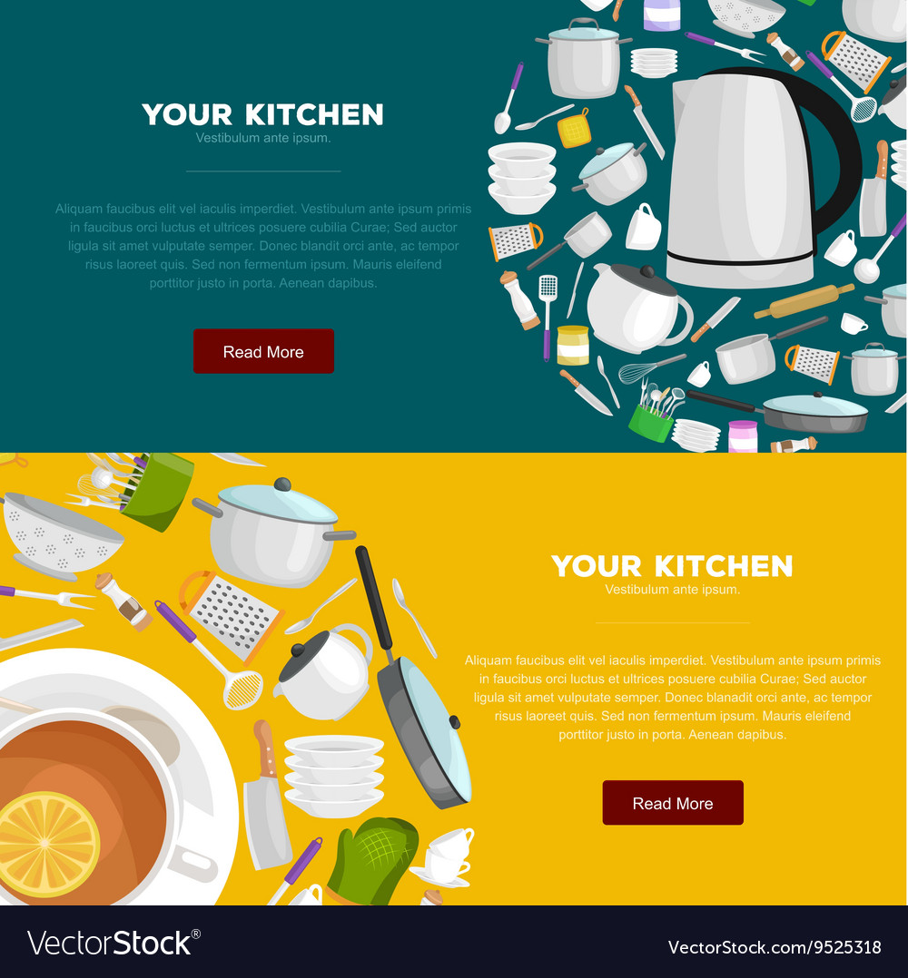 Kitchenware utensils set Royalty Free Vector Image