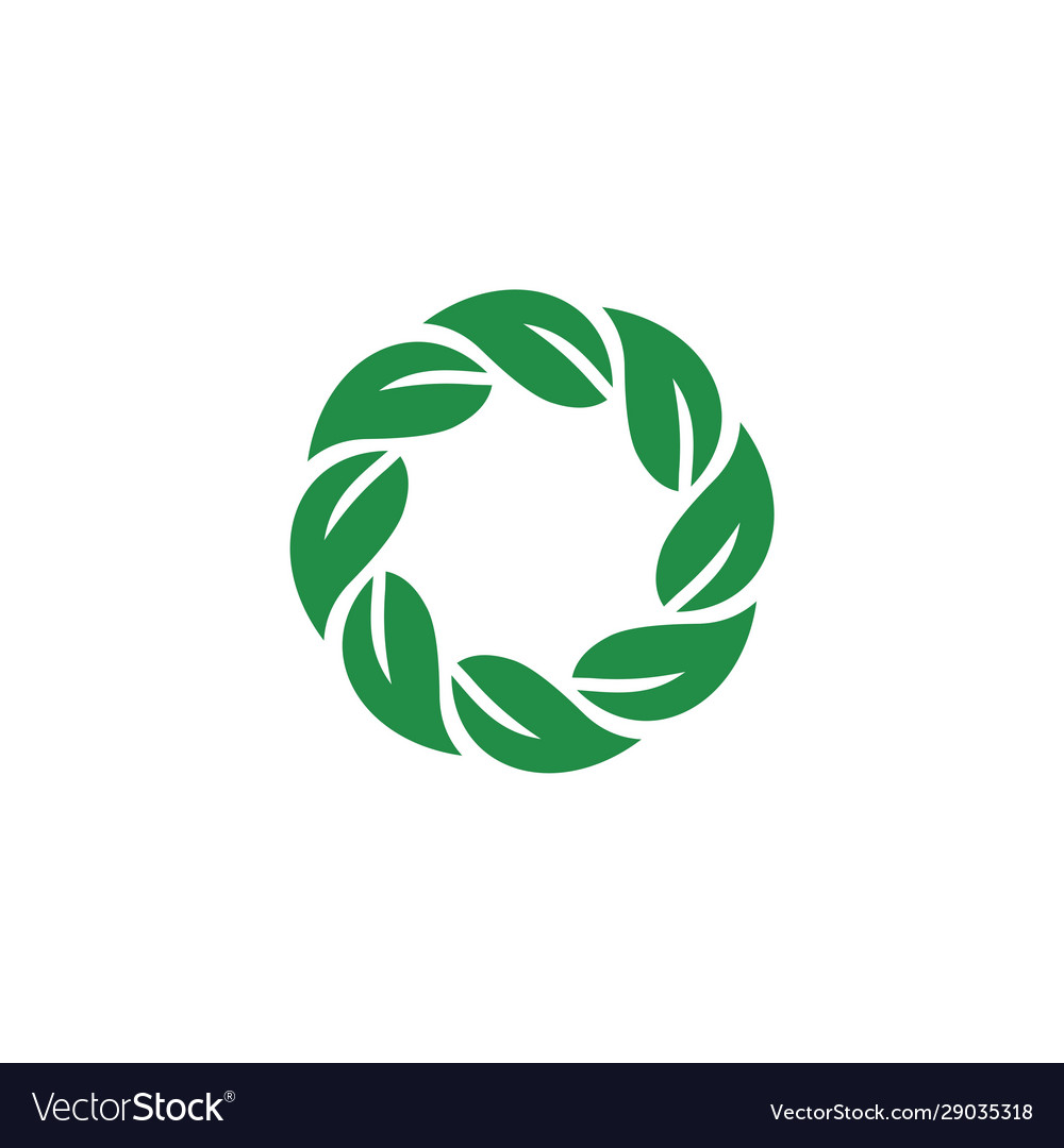 Leaf logo circle template Royalty Free Vector Image