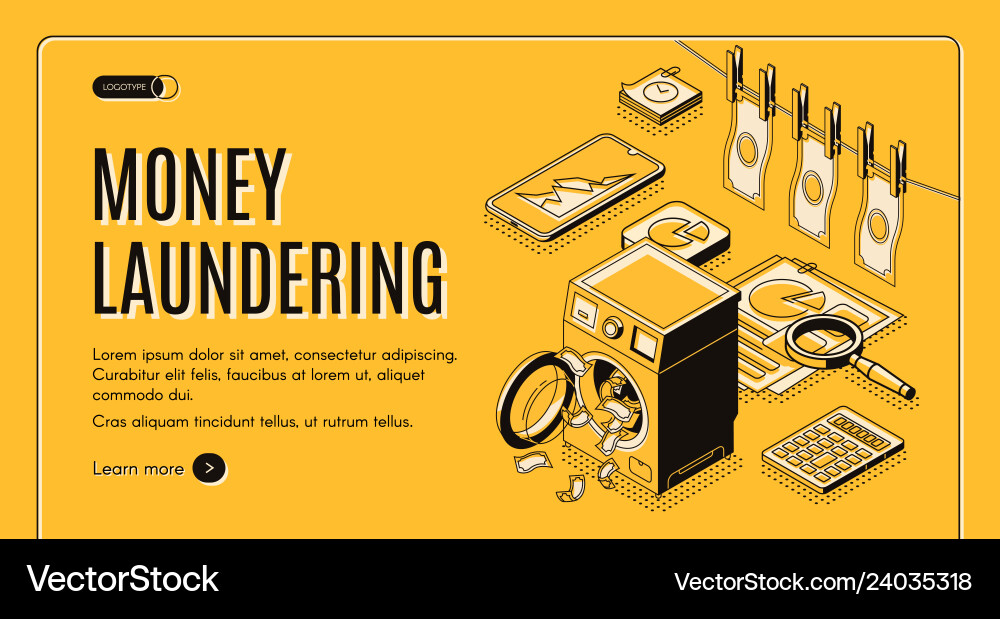 Money laundering isometric web banner Royalty Free Vector
