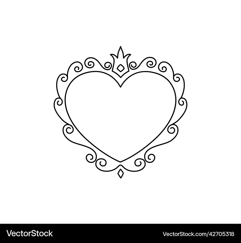 Princess heart frame royal mirror Royalty Free Vector Image