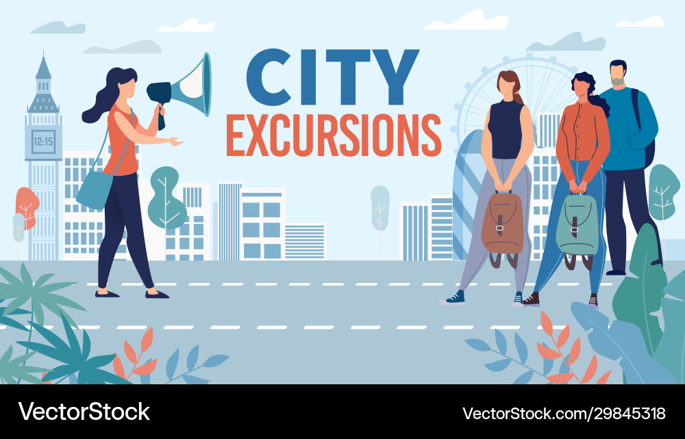 Walking tour city excursion with personal guide Vector Image