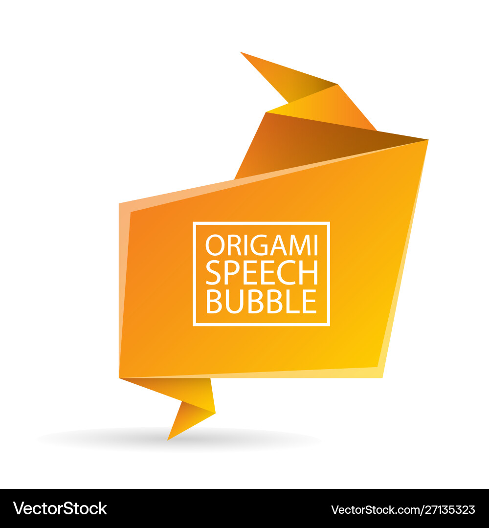 Abstract orange origami speech bubble or banner Vector Image
