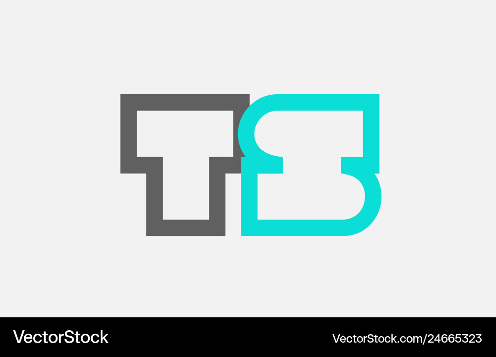 Blue grey alphabet letter ts t s combination Vector Image