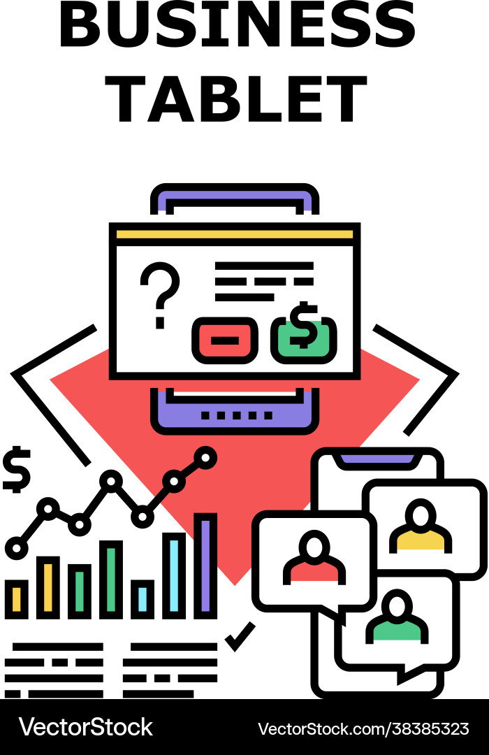 Business tablet concept color Royalty Free Vector Image