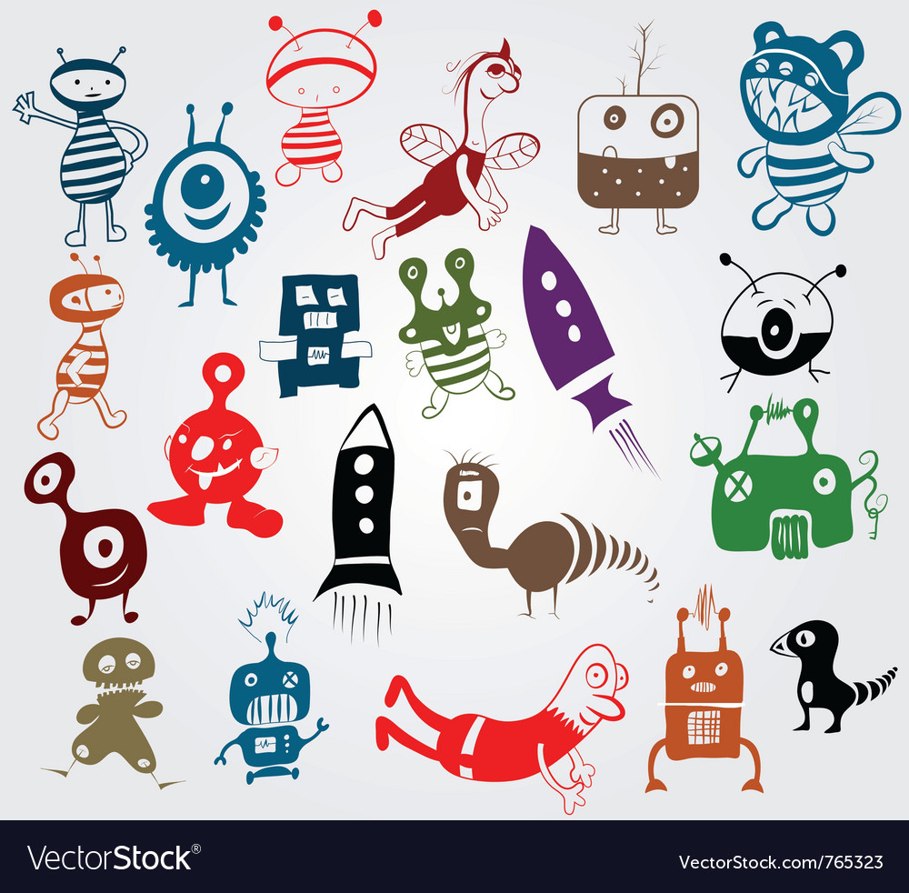 Doodle characters Royalty Free Vector Image - VectorStock