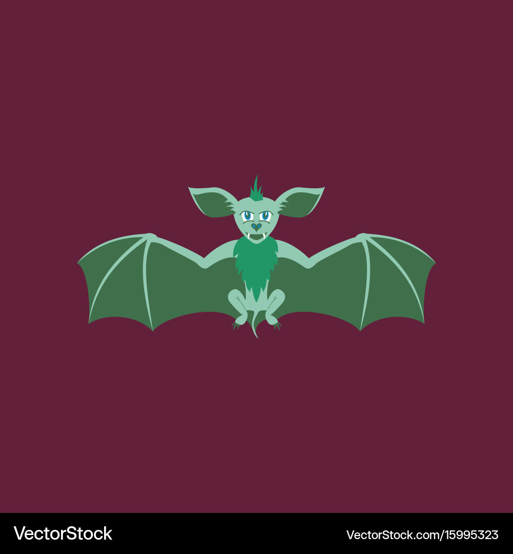 Flat on background of cute bat Royalty Free Vector Image