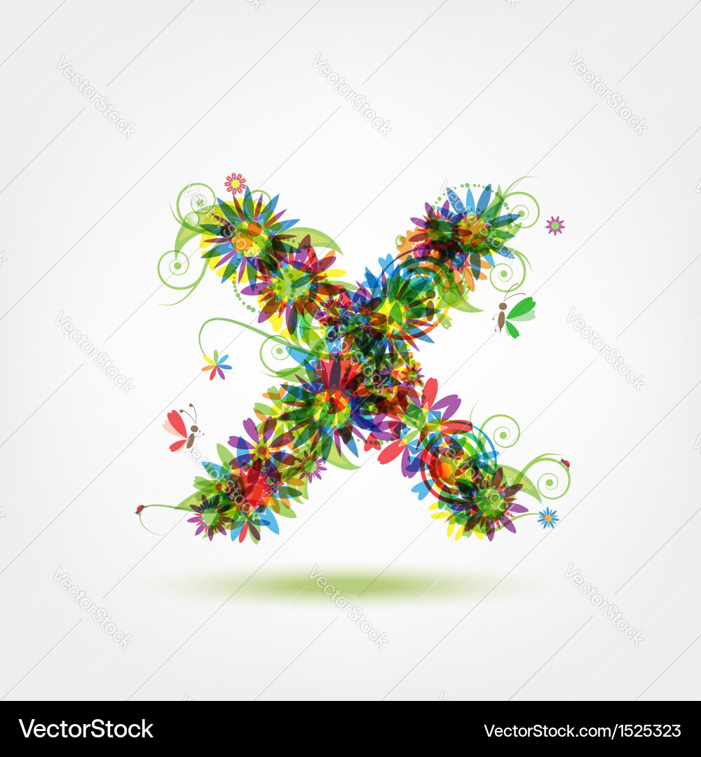 Floral letter for your design Royalty Free Vector Image