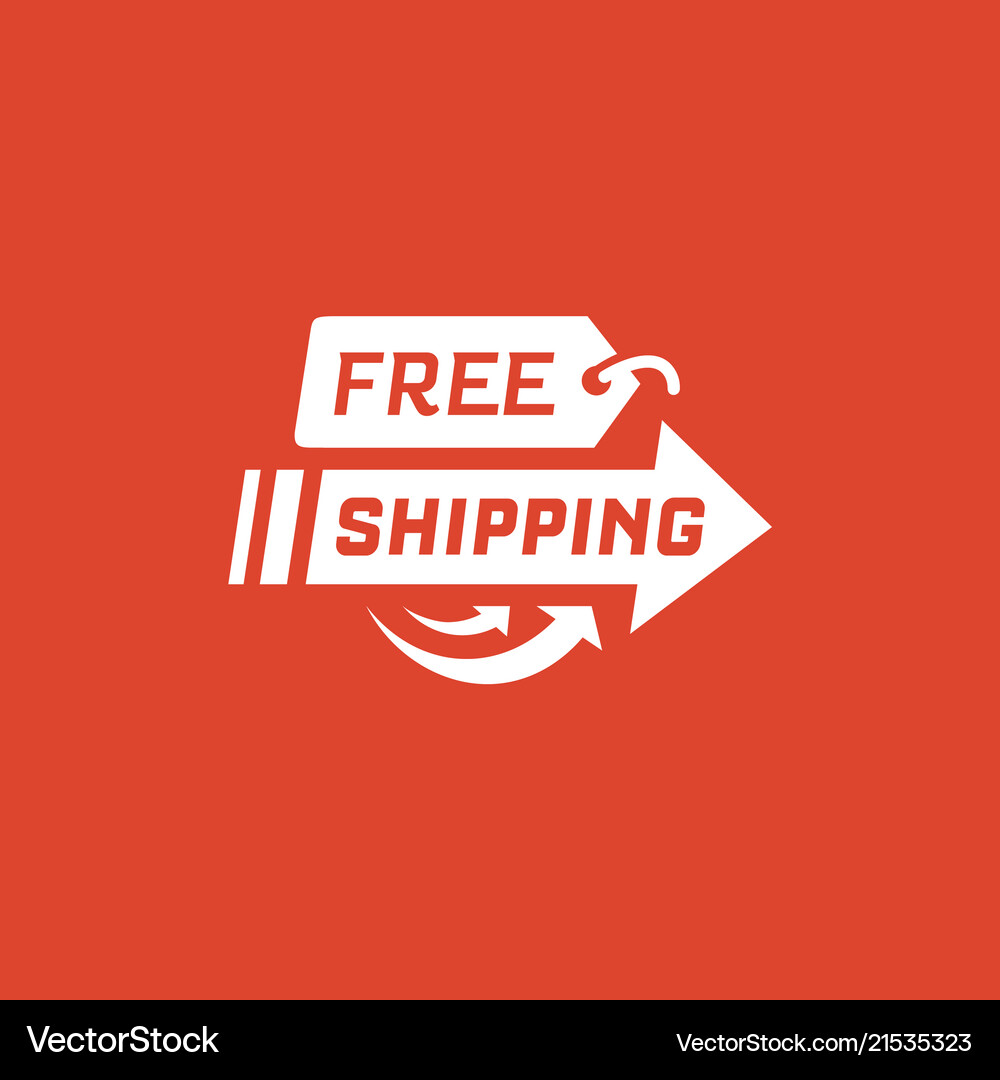 Free shipping on red background Royalty Free Vector Image