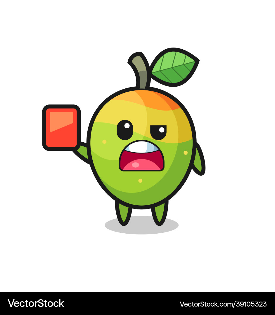 Mango cute mascot as referee giving a red card Vector Image