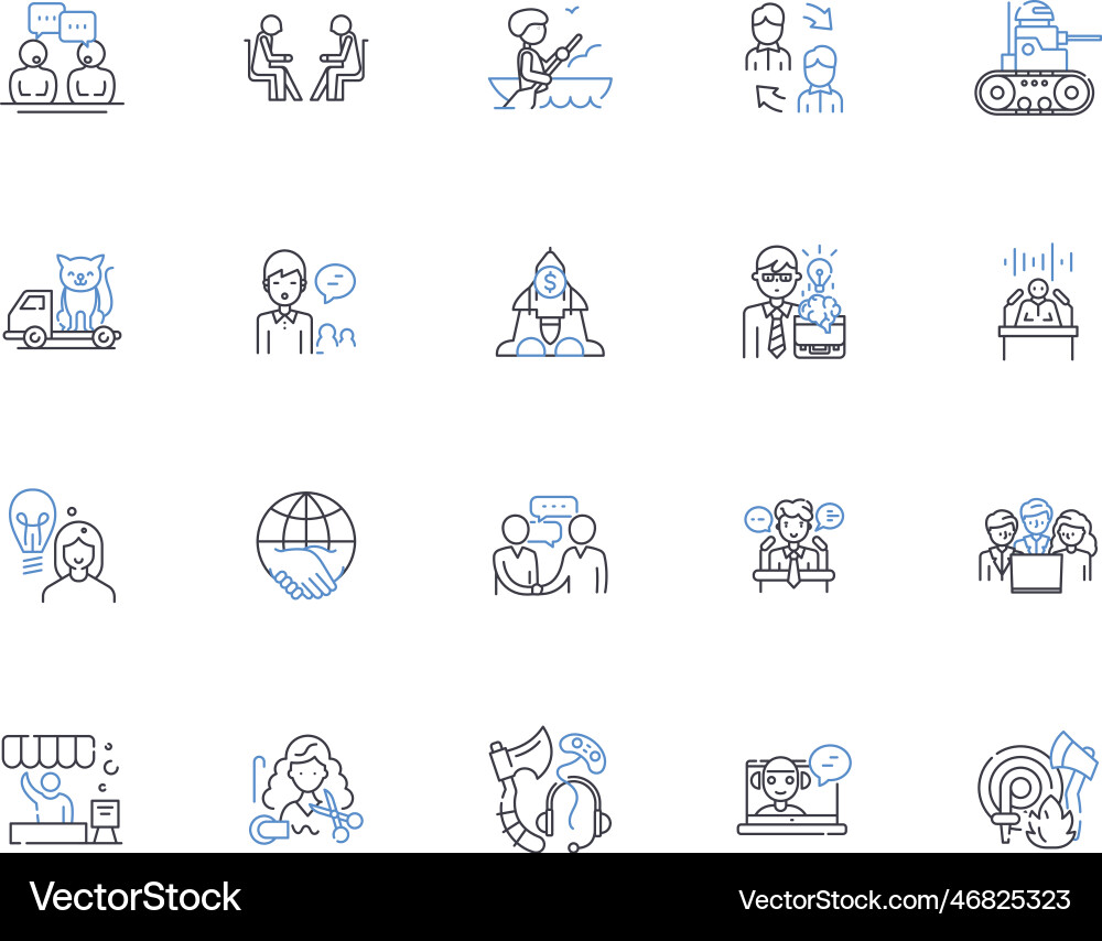 Mountaineering line icons collection summit Vector Image