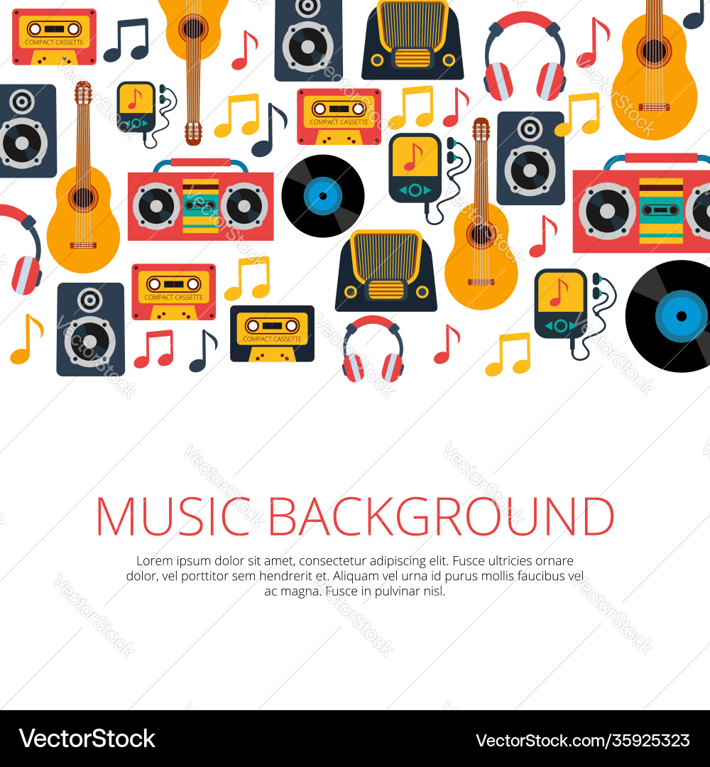 Music retro symbols background Royalty Free Vector Image