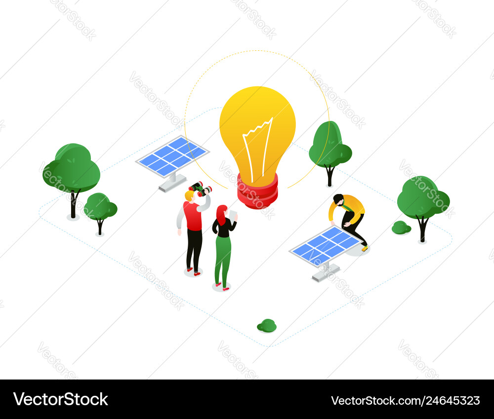 Renewable energy - modern colorful isometric Vector Image