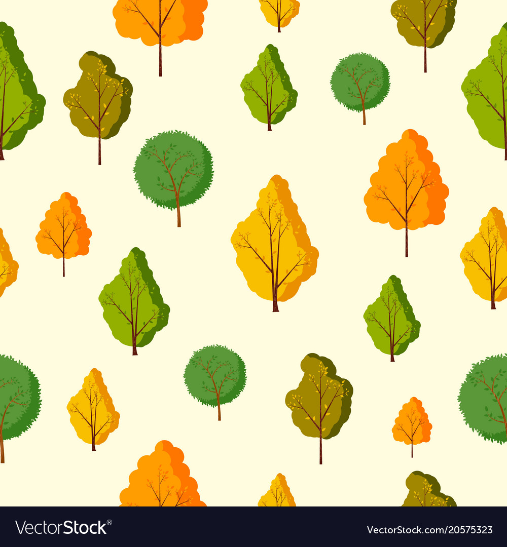 Seamless pattern with various type of the trees Vector Image