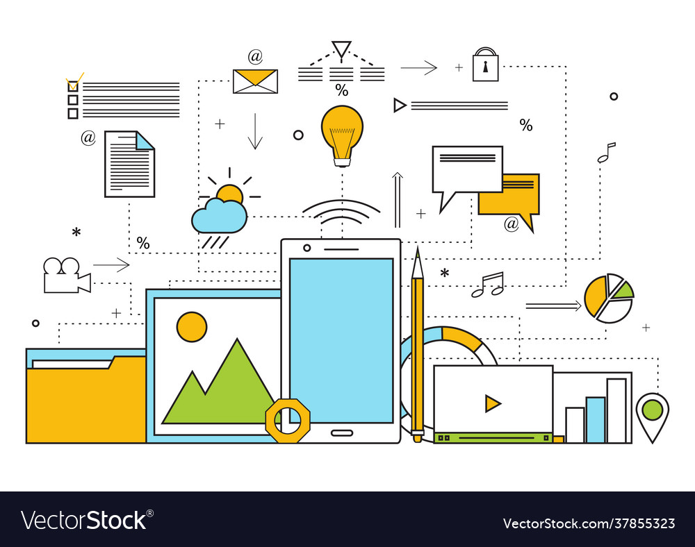 Set flat elements for creative process concept Vector Image