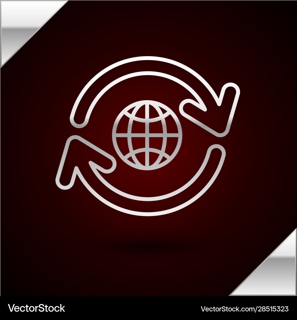 Silver line planet earth and a recycling icon Vector Image