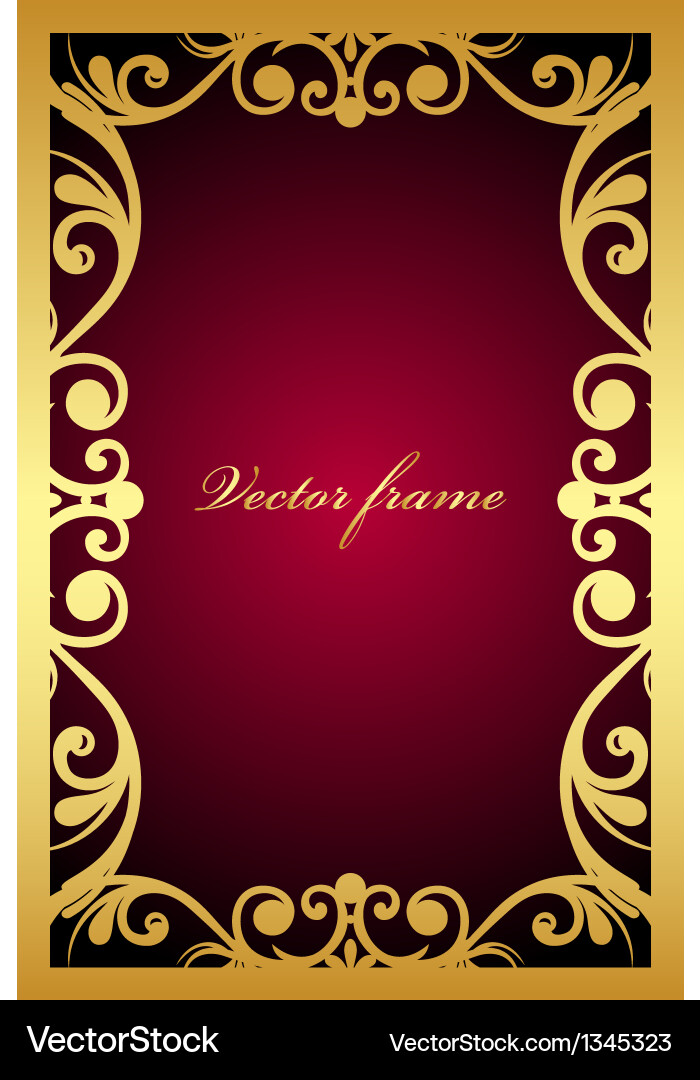 Vintage maroon frame with gold ornament Royalty Free Vector