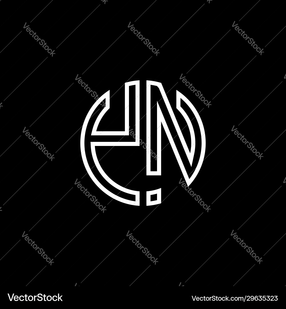 Yn monogram logo circle ribbon style outline Vector Image