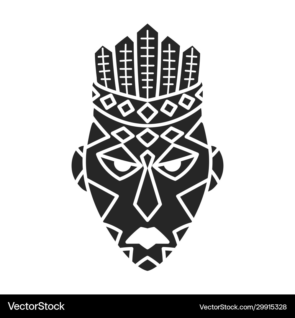 African mask iconblack icon Royalty Free Vector Image