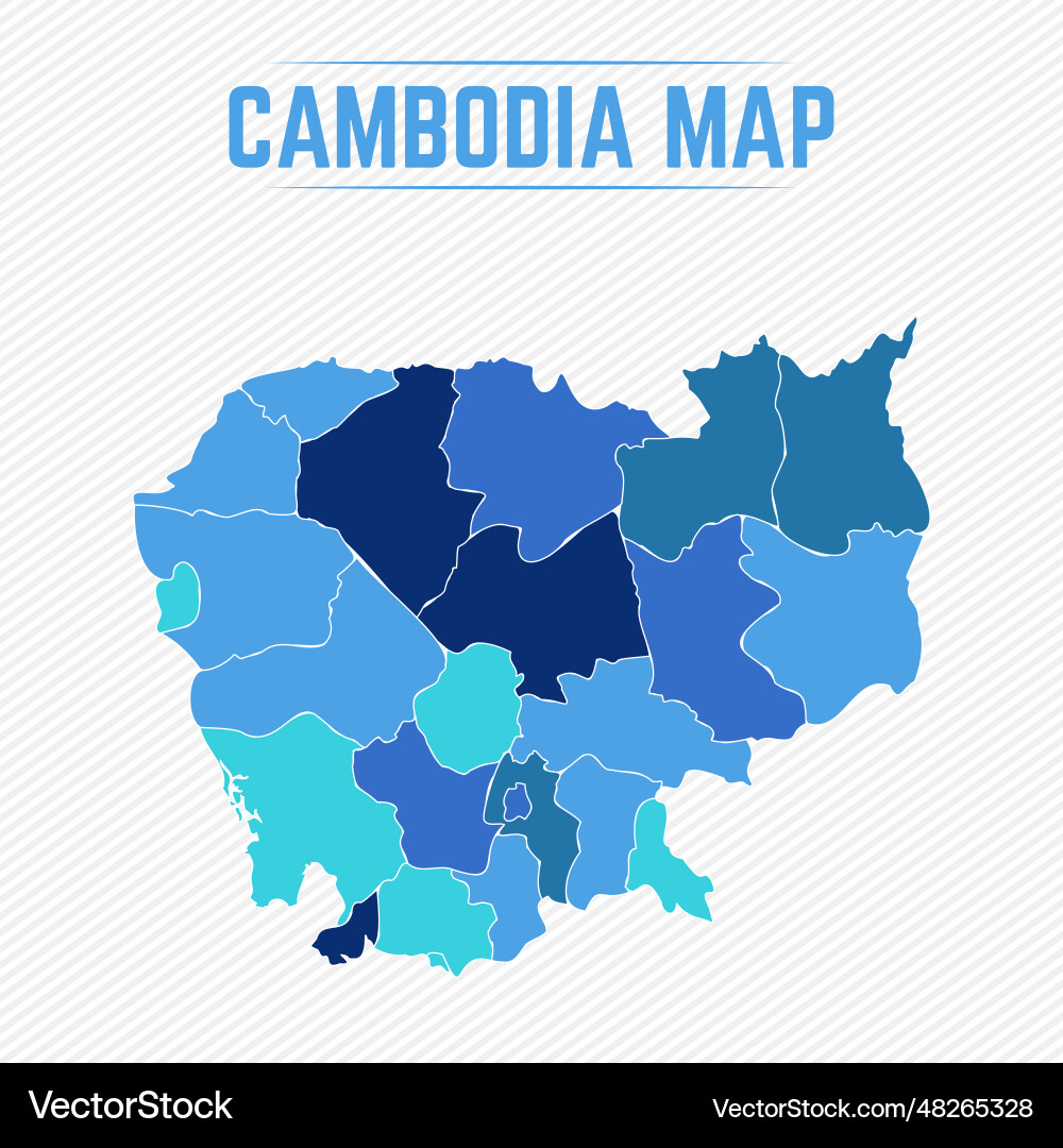 Cambodia detailed map with regions Royalty Free Vector Image