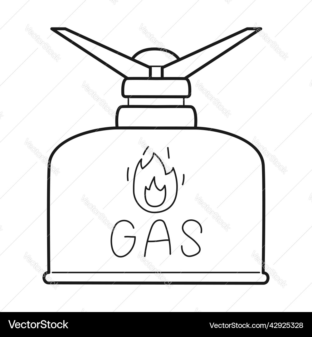 Doodle gas cylinder and burner camping Royalty Free Vector