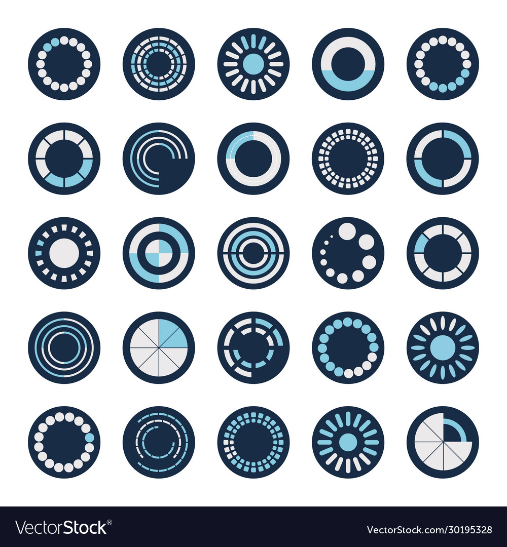 Loading circles block style icon set design Vector Image