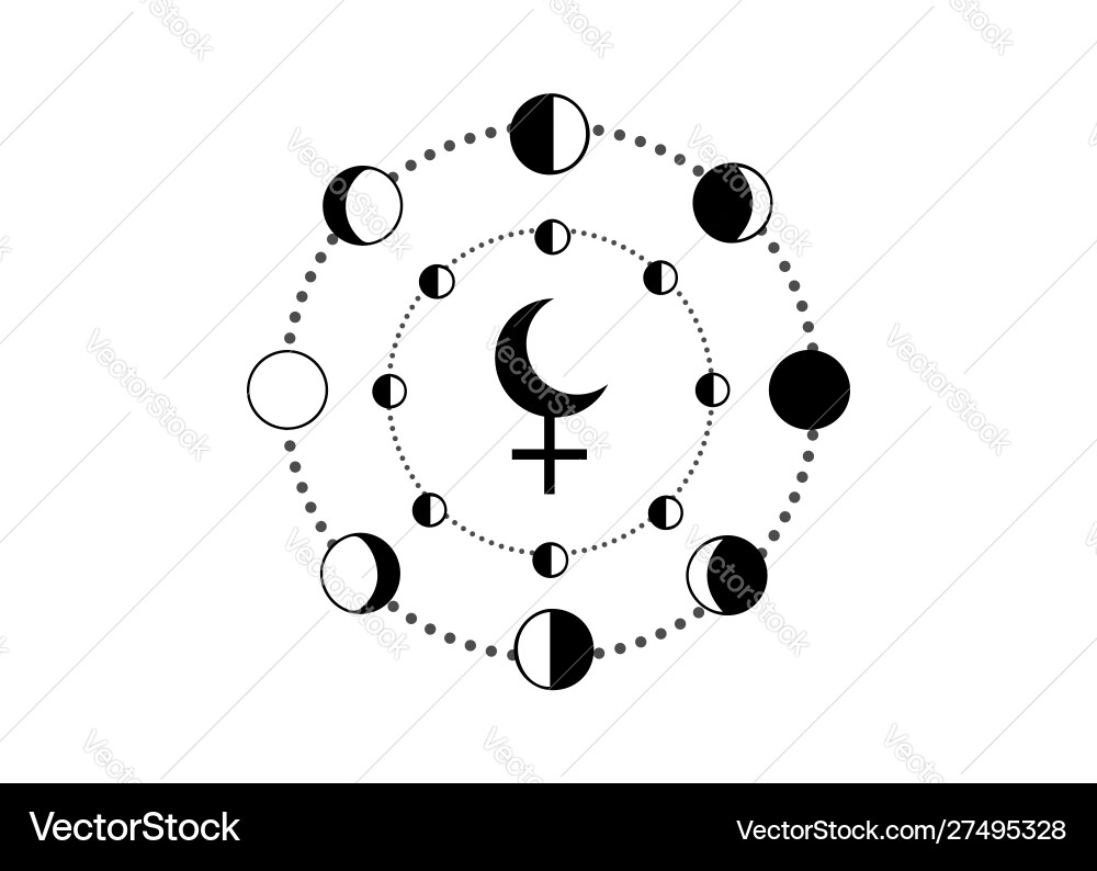 Moon phases and lilith black icon isolated Vector Image