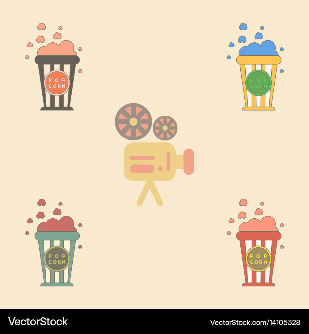 Movie snack collection in flat Royalty Free Vector Image