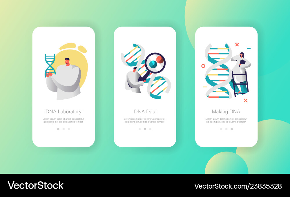 Scientist group genome pair in dna cell mobile app